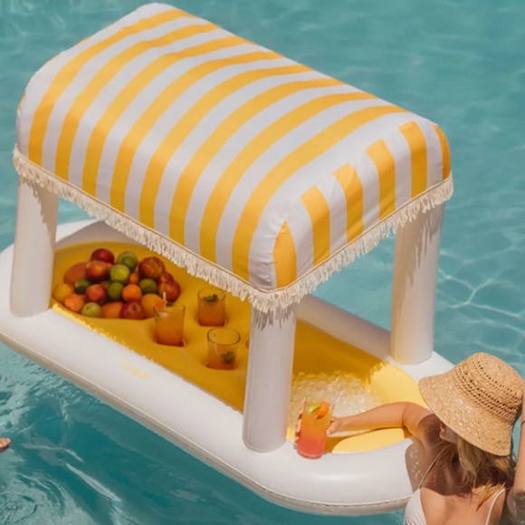 Funboy | Other | Floating Pool Bar With Yellow And White Stripes | Poshmark